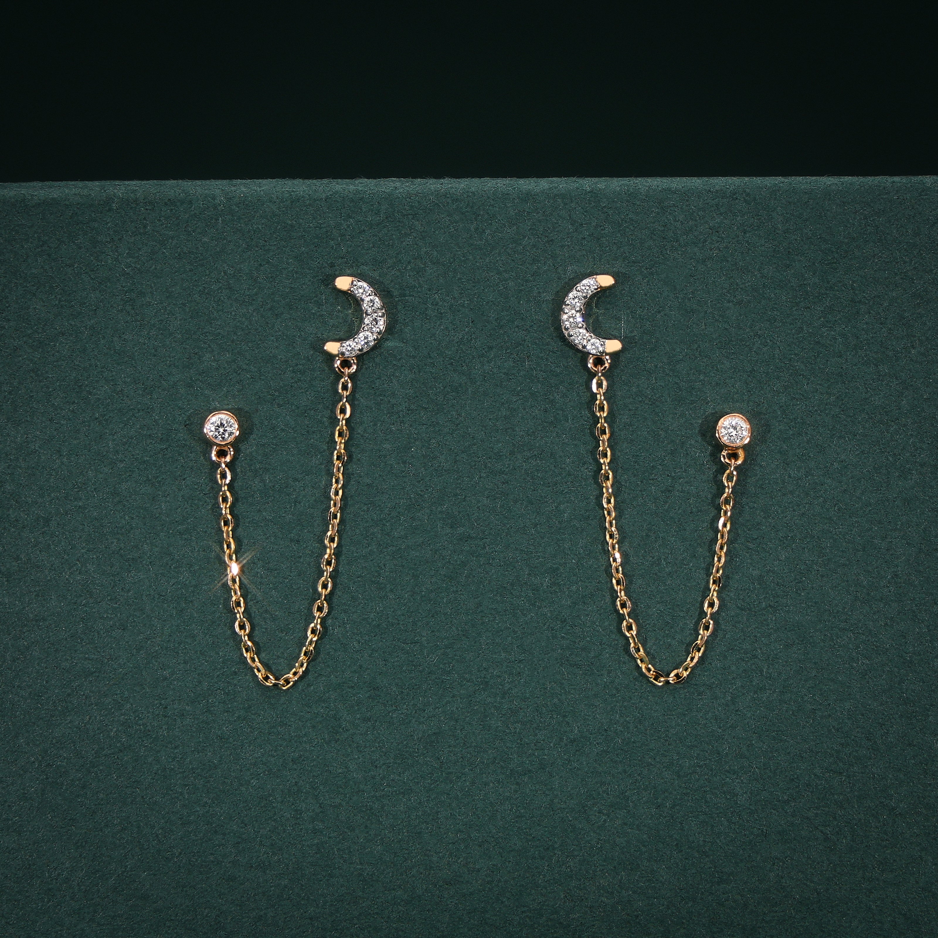 Lunar Link – Double Piercing Earrings – Zita Diamonds