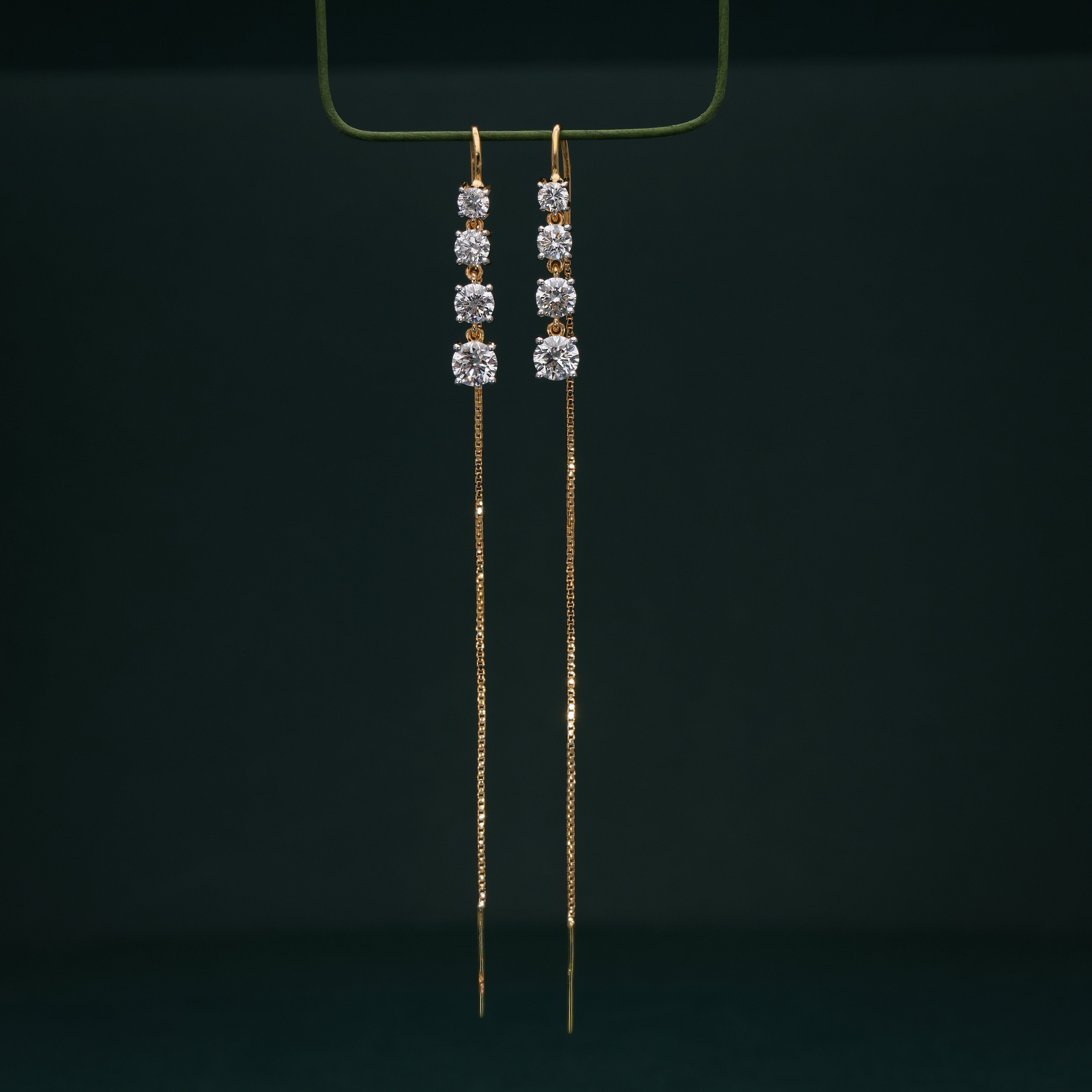 Golden Cascade Diamond Thread Earrings – Zita Diamonds